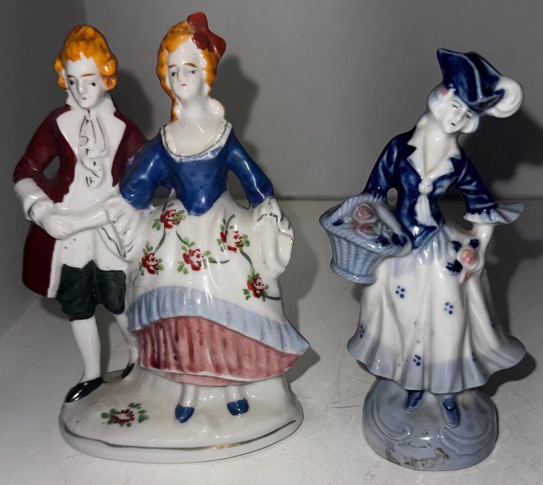 Vintage Occupied Japan Lot of 2 Ceramic Victorian Colonial Figurines 5 ...