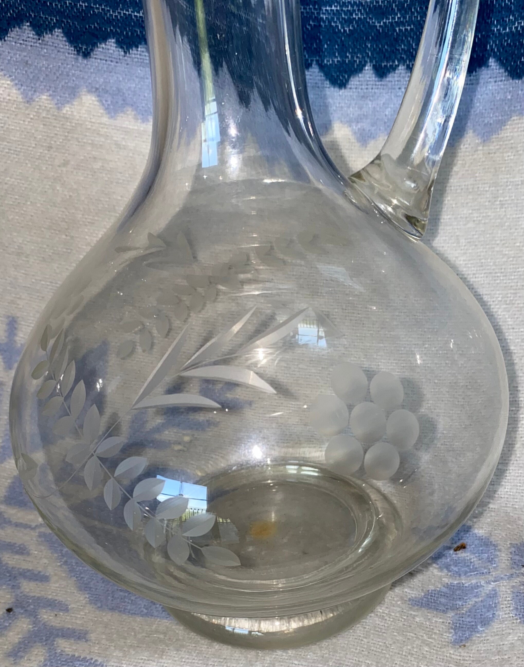 Vintage Etched Wheel Cut Glass Liquor Wine Brandy Decanter With Glass ...