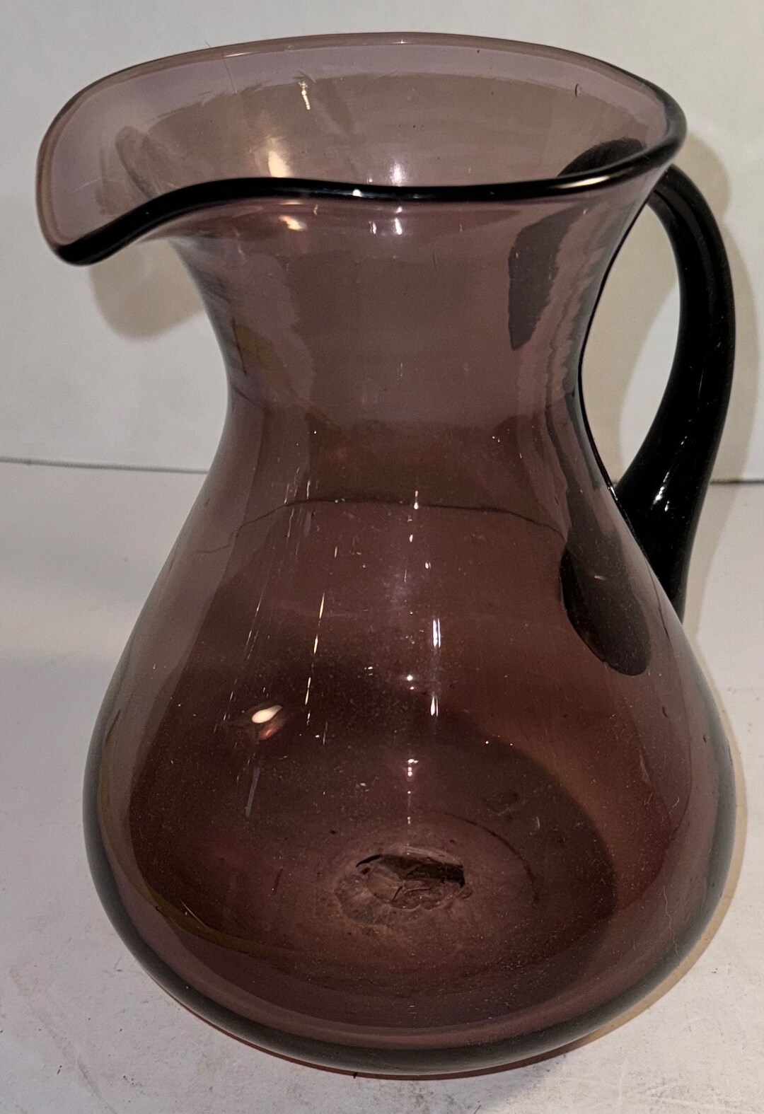 Mid Century Blenko Hand Blown Amethyst Art Glass Pitcher With Pontil ...