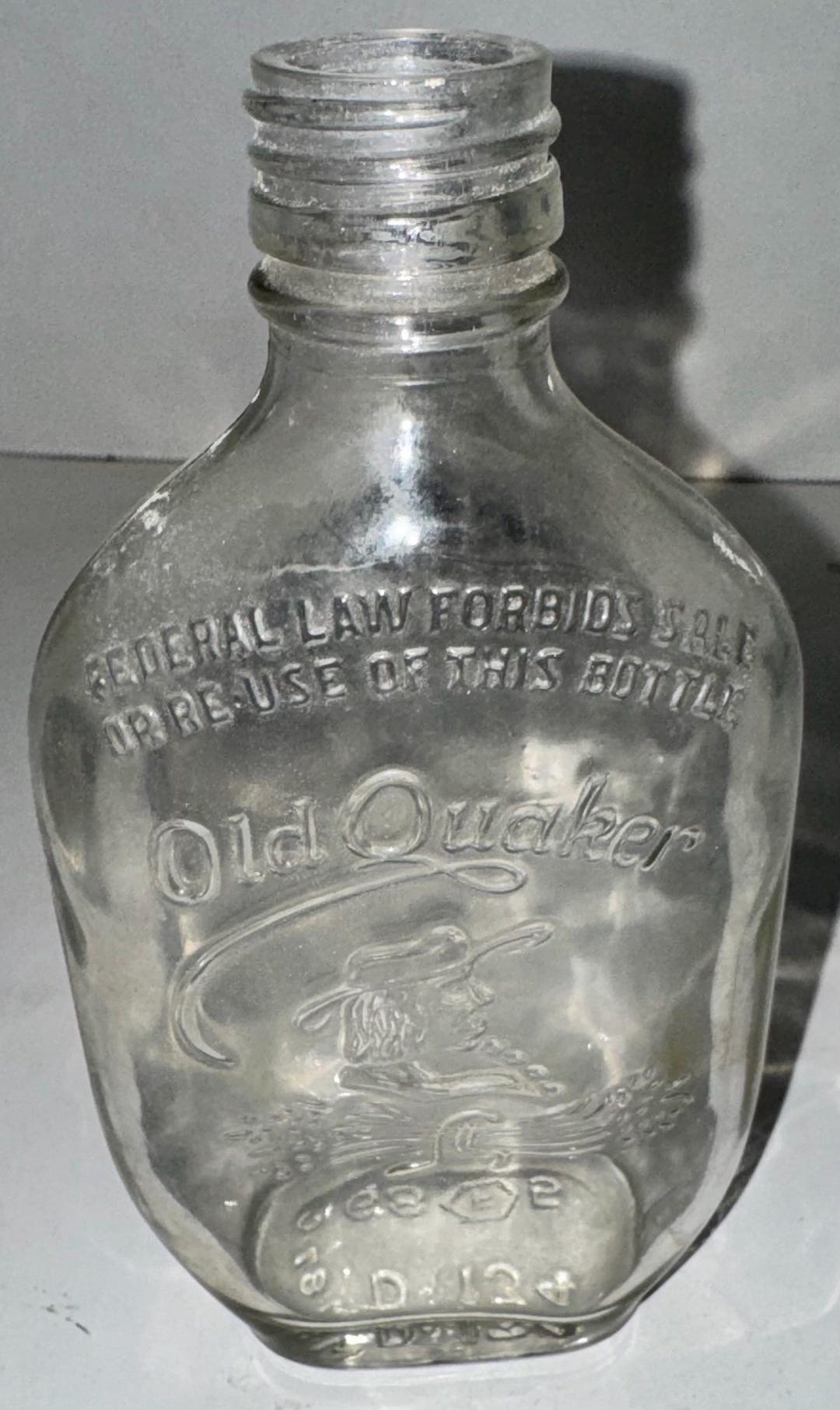 Old Quaker Vintage Embossed One Pint Whiskey Bottle - Etsy
