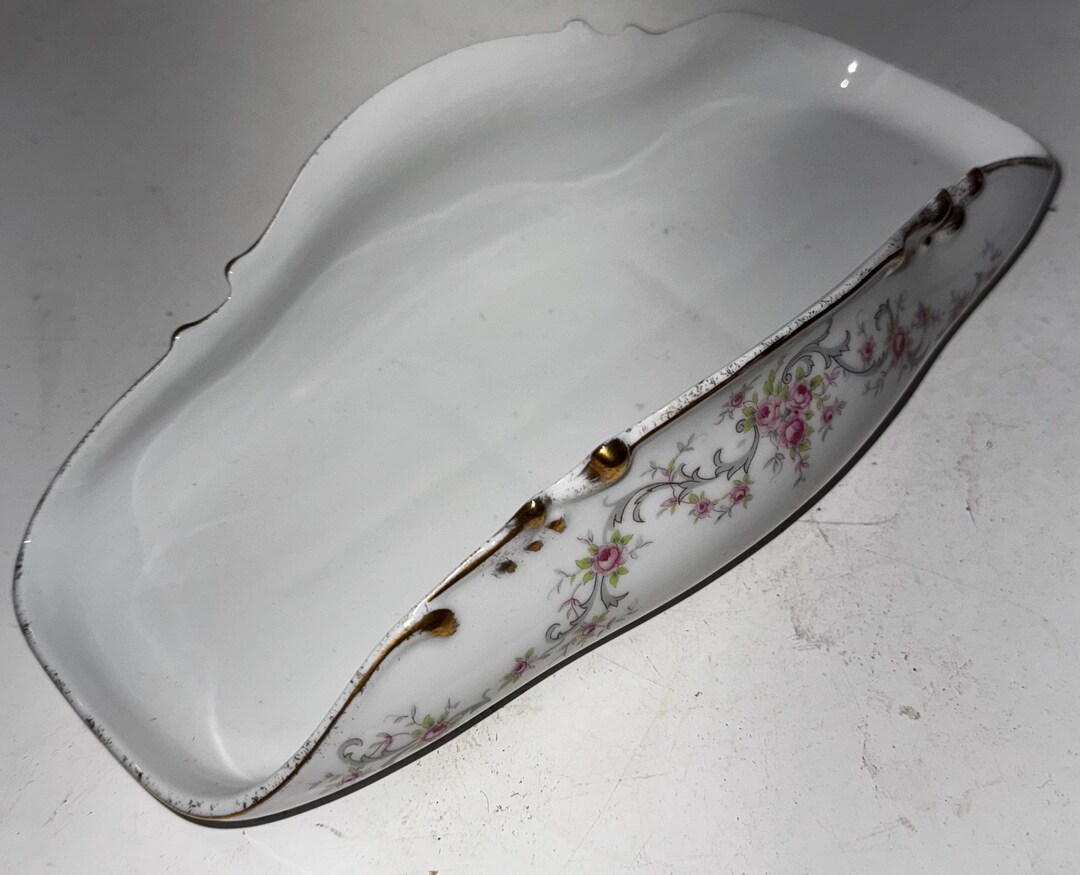 Lefton China Heirloom Rose Bread Tray #KW1710 Asparagus Server Vintage ...