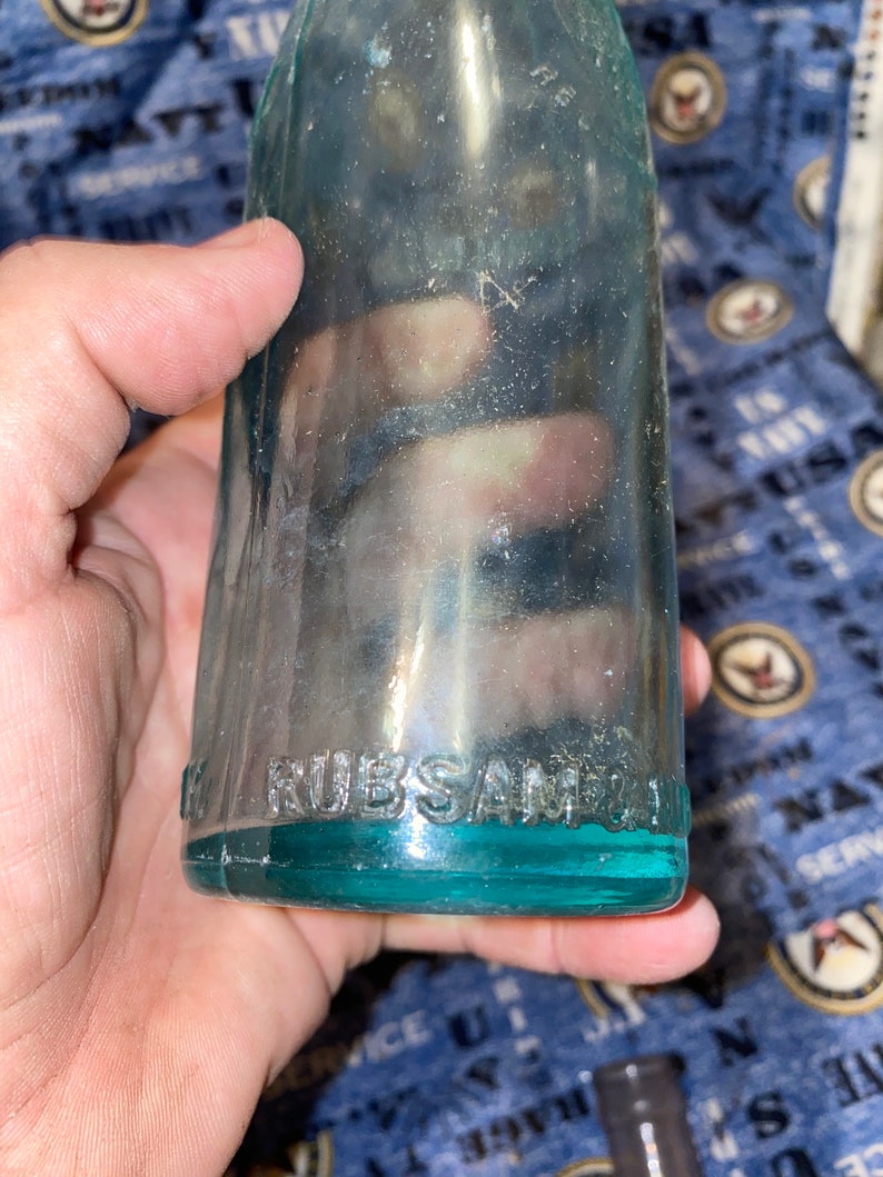 Blue Bottle Rubsam & Horrmann Brewing Co. Blue Glass Beer Bottle Staton ...