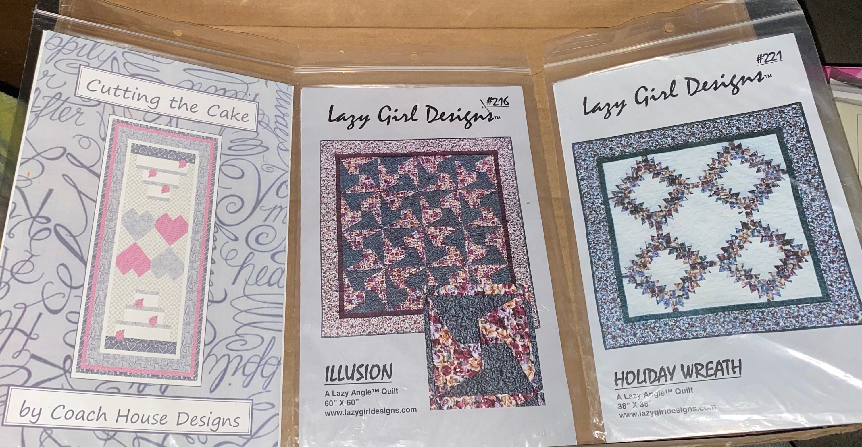 Lazy Girl Designs Quilt Patterns Illusion 216, Holiday Wreath 221, and ...