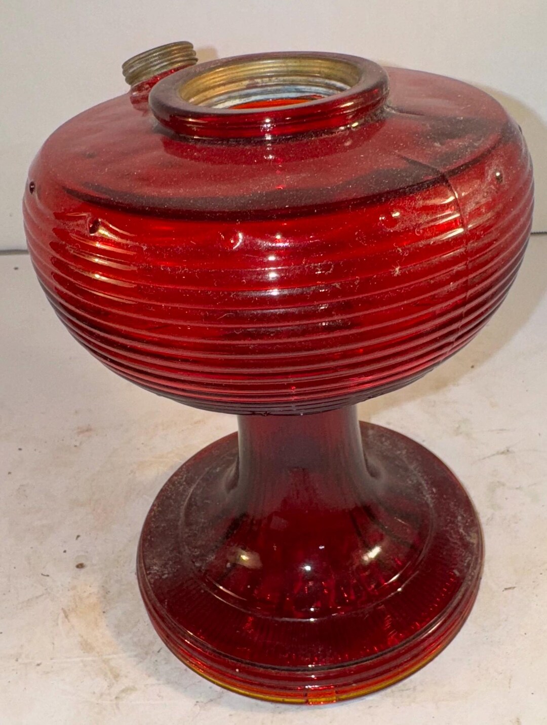 Vintage Aladdin Ruby Red Beehive Pattern Kerosene Oil Lamp Circa 1937 ...