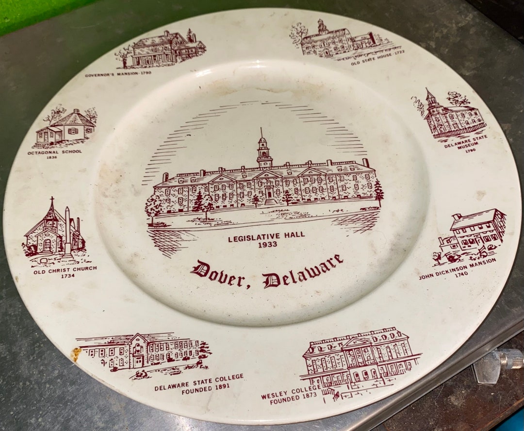 Vintage Ceramic Souvenir Plate- Dover Delaware LEGISLATIVE HALL 1933 - Etsy