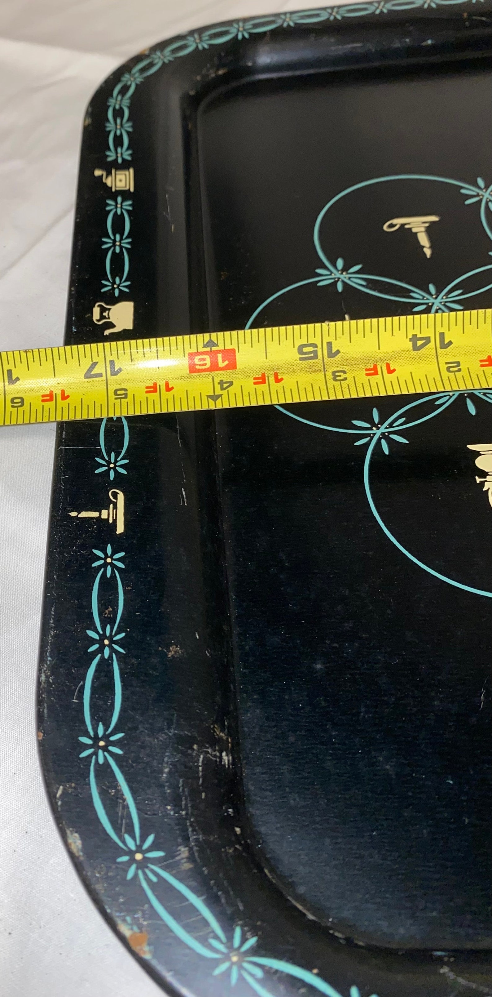 Vintage 1970s Tin Serving Tray Finished With Decals of Various Vintage ...