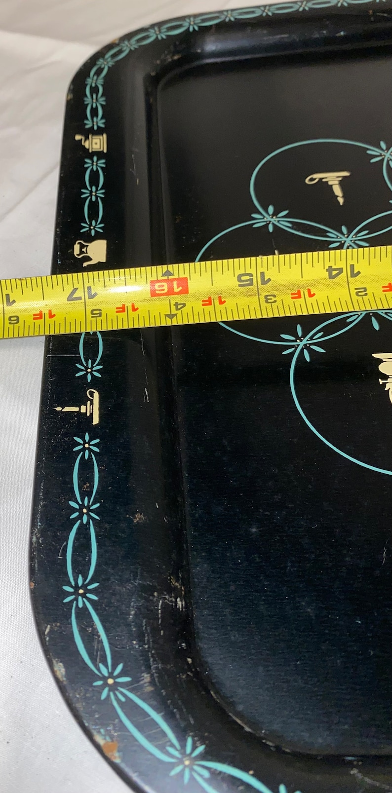 Vintage 1970s Tin Serving Tray Finished With Decals of Various Vintage ...