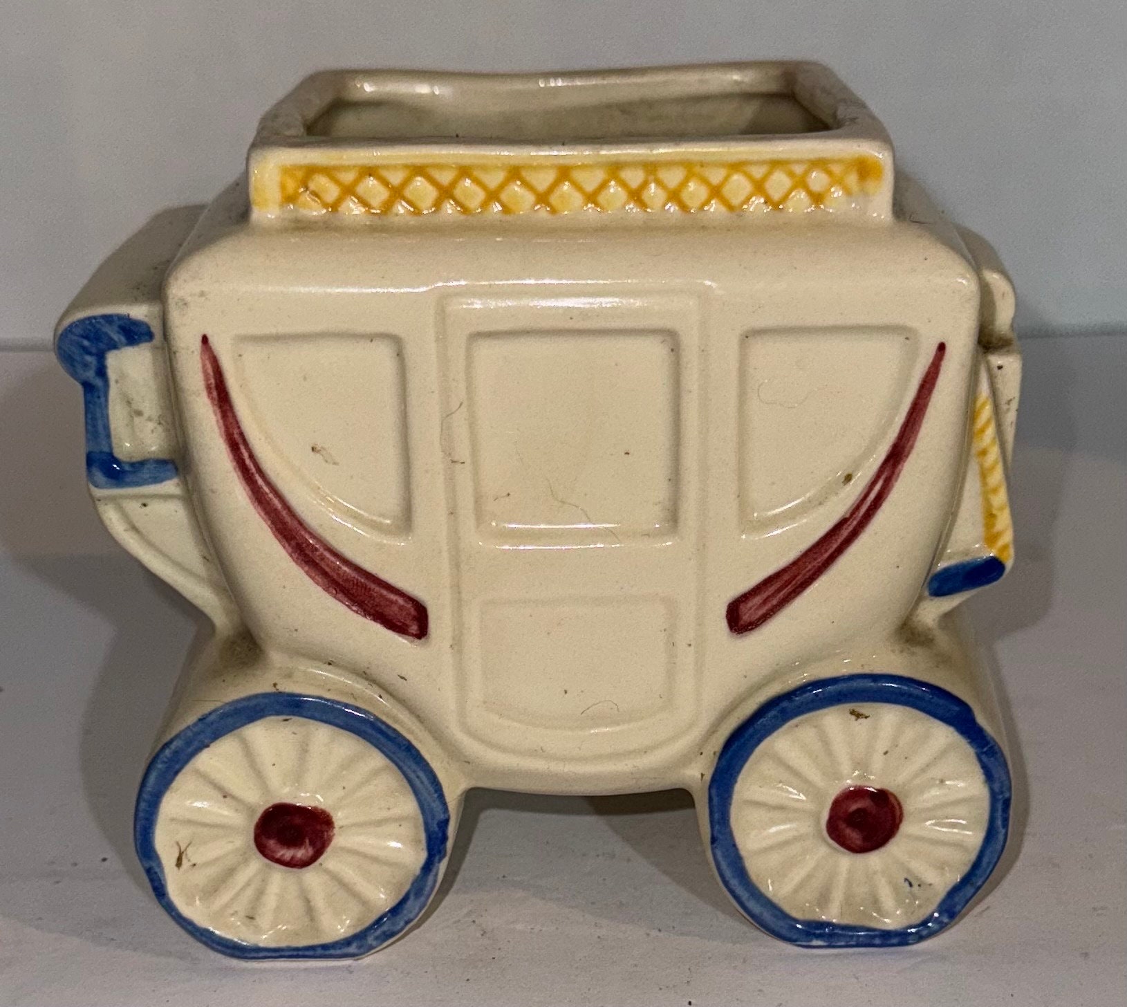 Vintage Shawnee Pottery Planter Painted Stagecoach, Buggy, Carriage ...