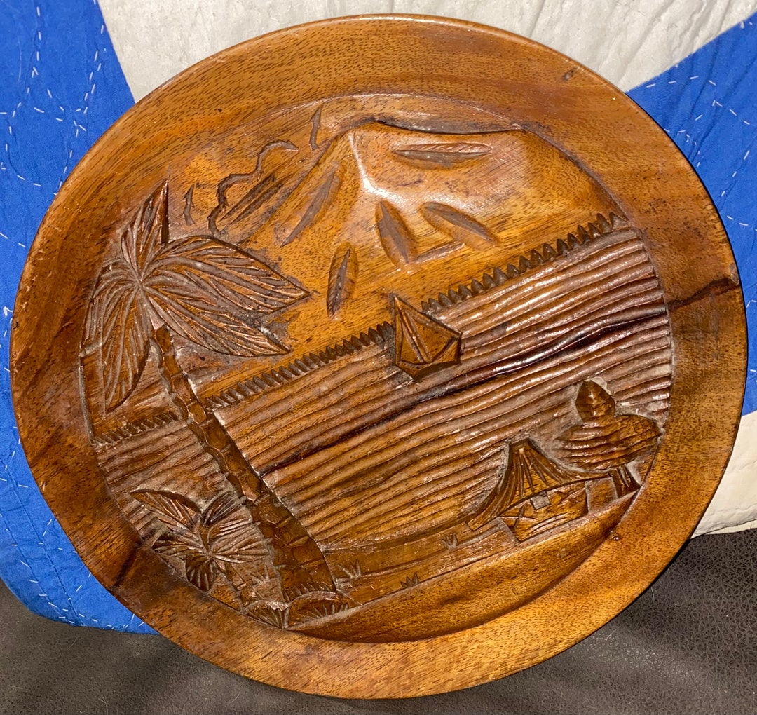 Vintage Carved Monkey Pod Hawaii Palm Beach Sailboat Souvenir ...