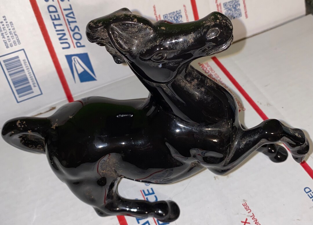 Vintage MCM Pottery Horse Mustang Black Unsigned - Etsy