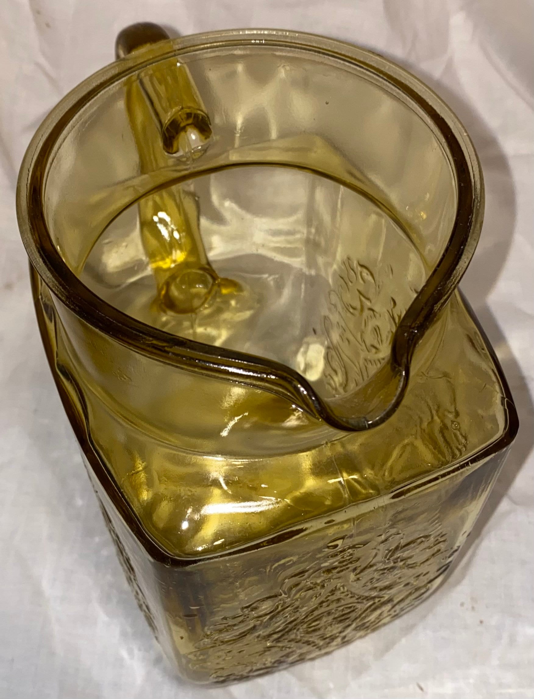8" FEDERAL GLASS Madrid Amber 60 Oz Pressed Pitcher Vintage Mcm - Etsy