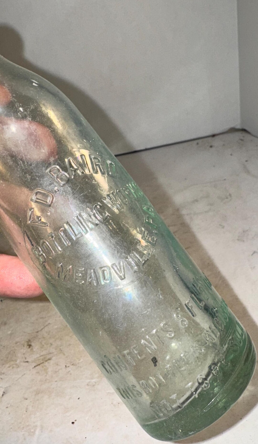 Antique Aqua F.D. Baird Bottling Works MEADVILLE, PA. Beer Bottle 8 Fld ...