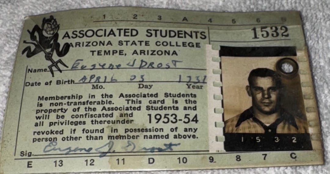 Associated Students Identification Card 1953 1954 53-54 Arizona STATE ...