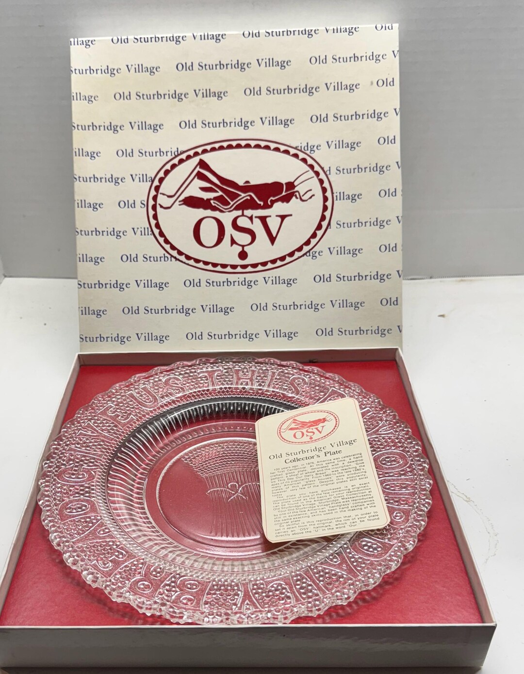 Old Sturbridge Village Handcrafted Glass Plate Give Us This Daily Bread ...