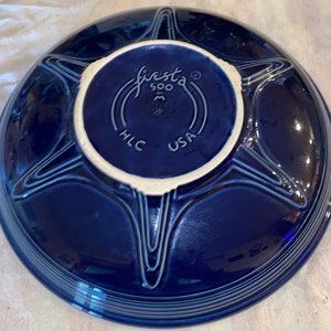 Vintage Fiesta Cobalt Blue Footed Presentation Serving Bowl Fiesta 500 ...