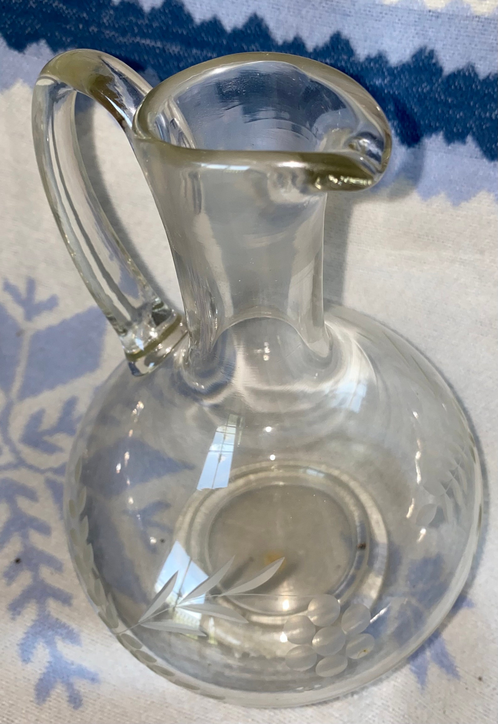 Vintage Etched Wheel Cut Glass Liquor Wine Brandy Decanter With Glass ...