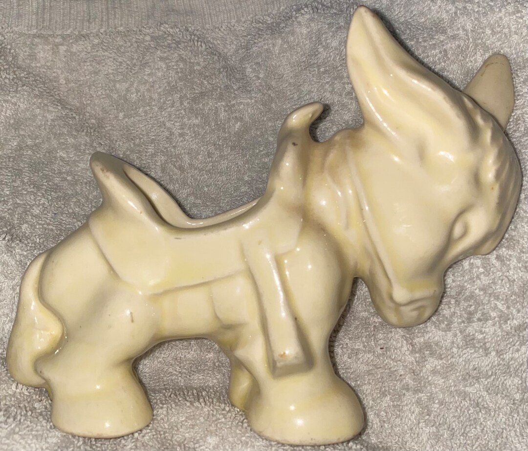Vintage MCM CALIFORNIA CA Pottery Yellow Donkey Jack A** Vase Flower ...
