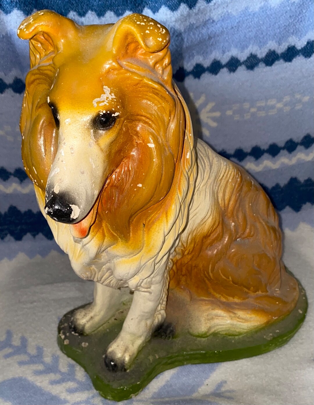 Large 1950's Vintage Carnival Chalkware Collie Dog Coin Bank, Eleven ...