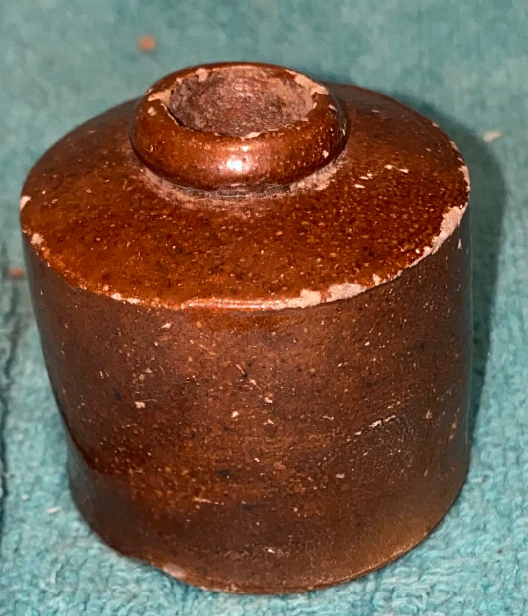 Hand Dug Squat" Pottery Inkwell Measures 2" X 2" Civil War Era Antique ...
