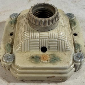 Vintage PORCELIER Floral Pattern Porcelain Pull Chain Light Fixture ...