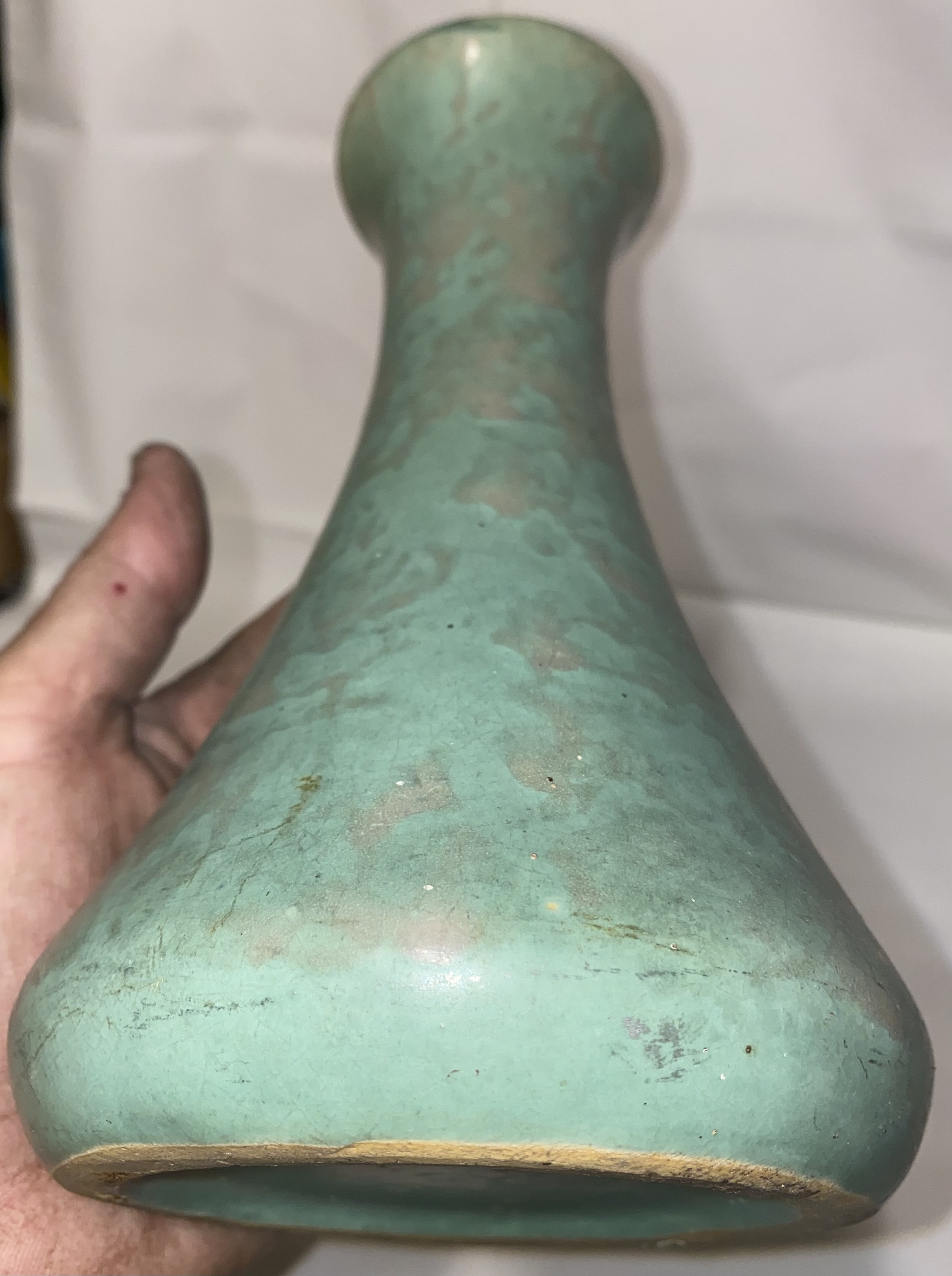 Brush Mccoy Art Vellum 1930s Vintage Pottery Matte Green Ceramic Vase ...