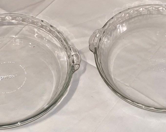 Pair Vintage Pyrex Clear Glass Pie Plate 9.5 Inch # 229 Deep Dish ...