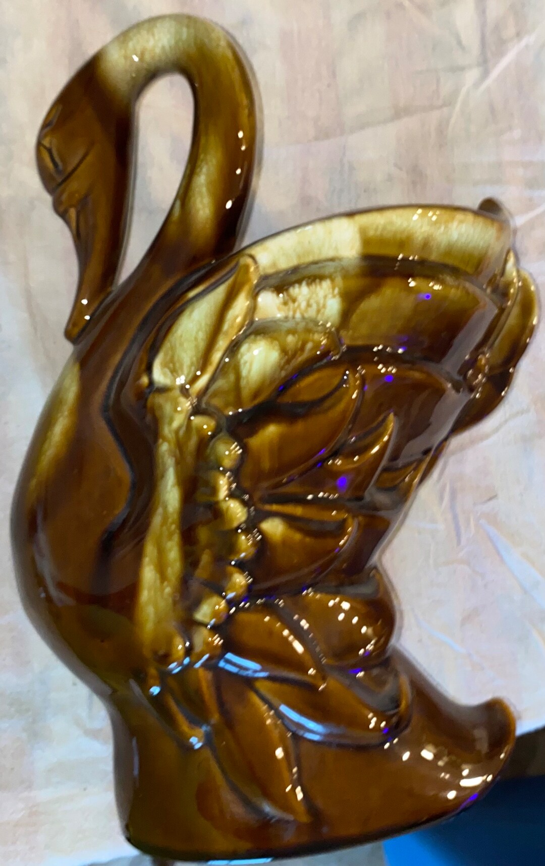 RARE Mid-century Royal Haeger Drip Glaze Brown Swan - Goose - Bird - Tv ...