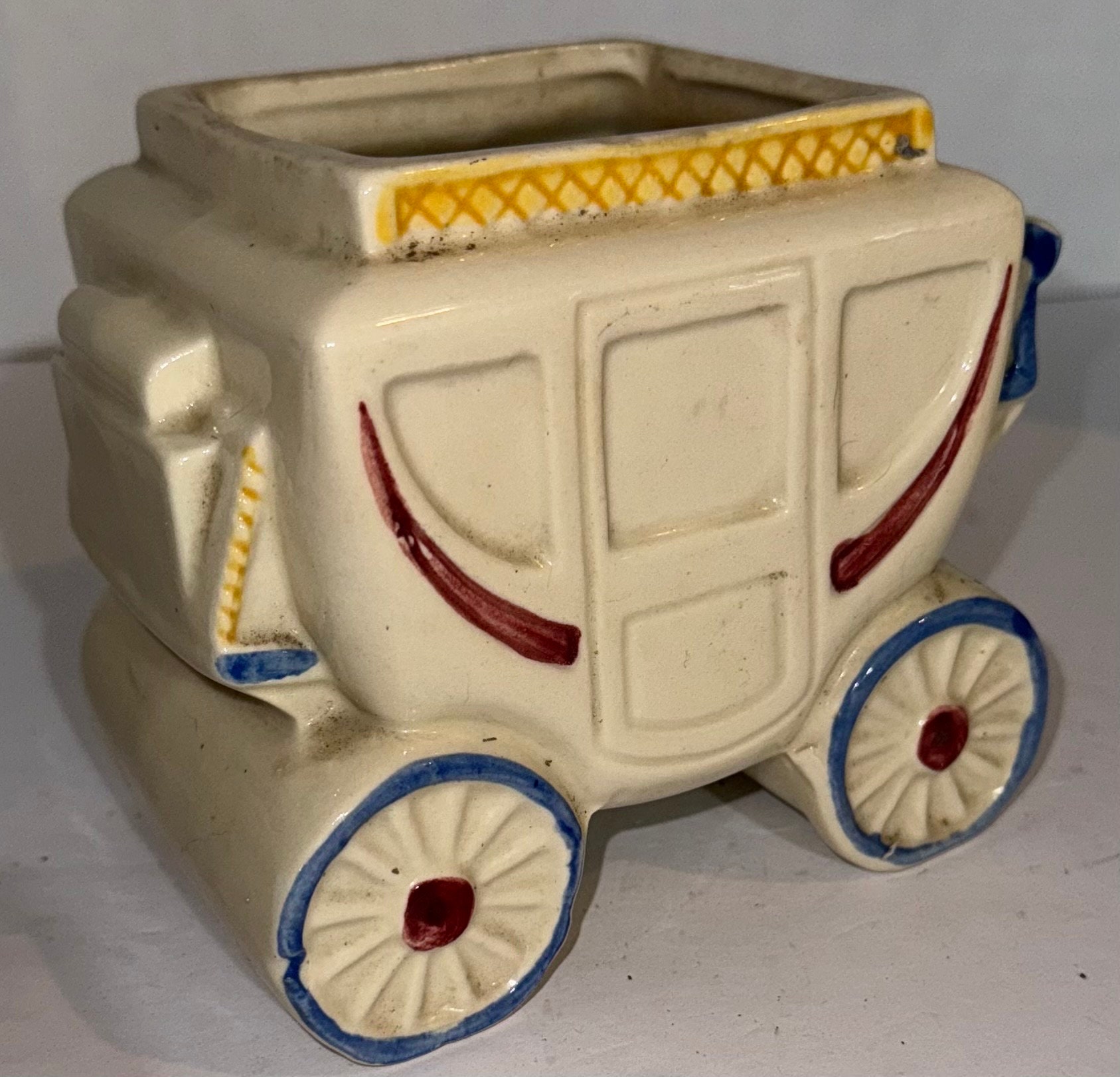 Vintage Shawnee Pottery Planter Painted Stagecoach, Buggy, Carriage ...