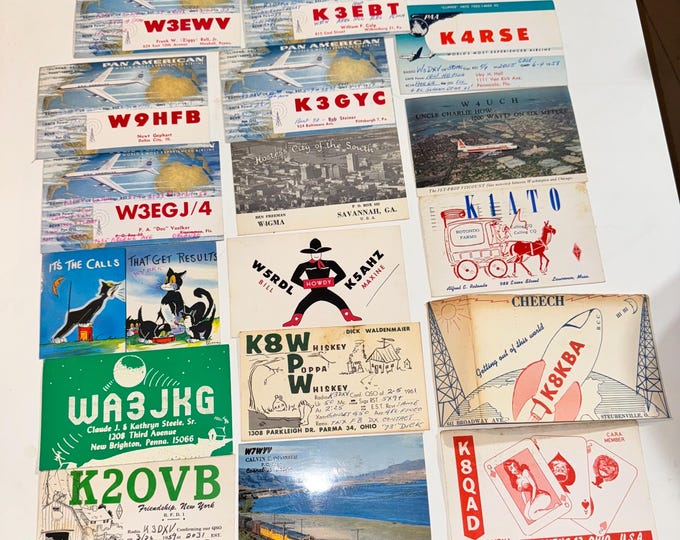 Vintage USA , 1960s QSL Ham Radio Cards, Lot of 17. Great for ...
