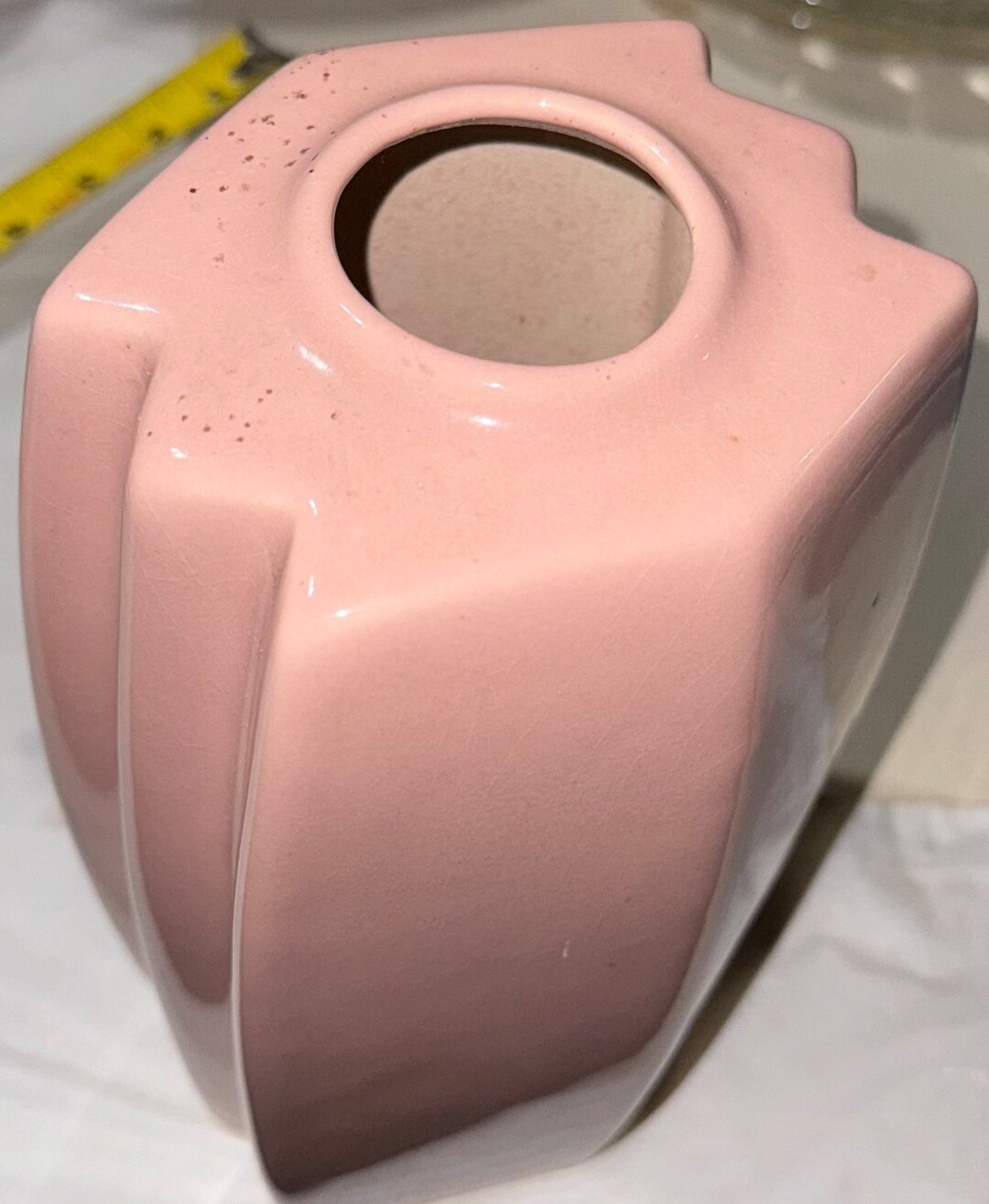 Vintage Harris Potteries Chicago Large Pink Flower Vase With Cutout ...