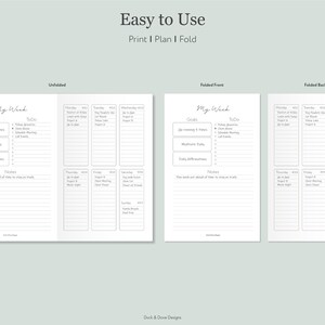 Undated Weekly Planner Foldable Printable With Notes, To-do's and Goals ...
