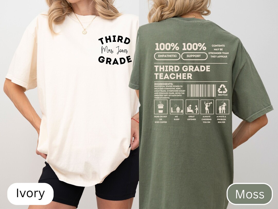 Personalized Third Grade Teacher Shirt, 3rd Grade Teacher Tee, Teachers ...