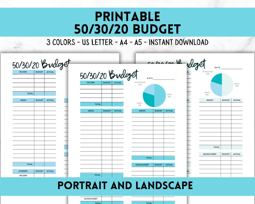 50/30/20 Budget Budget Printable - Etsy