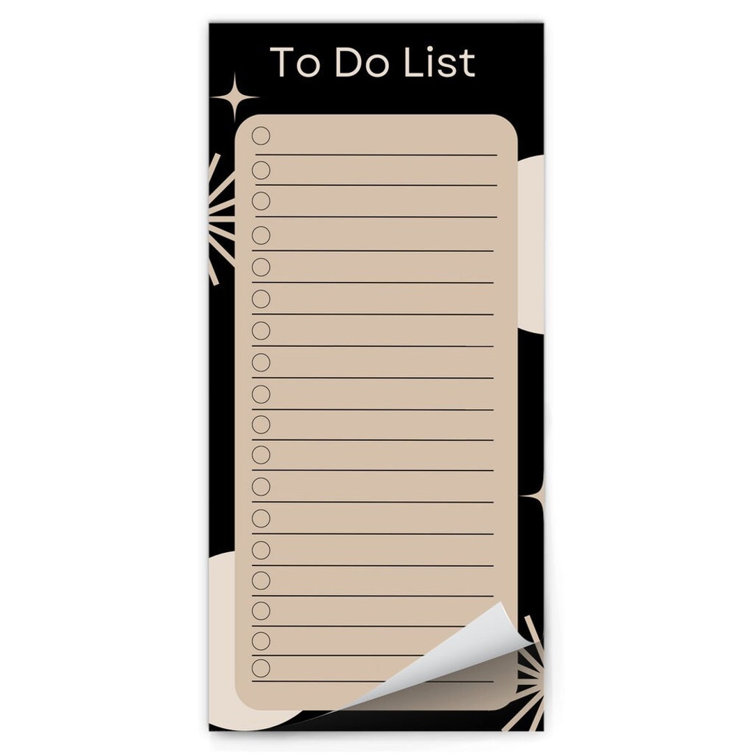 Retro Black Tan Floral To-do List Notepad, Magnetic Reminder Pad ...