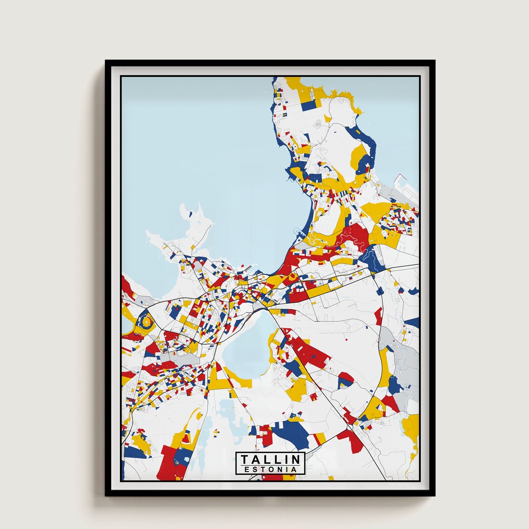 Tallin Estonia Mondrian Style City Map Print City Wall - Etsy