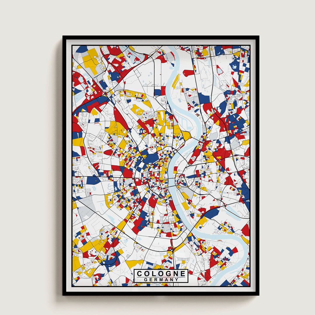 Cologne Germany Mondrian Style City Map Print City Wall - Etsy