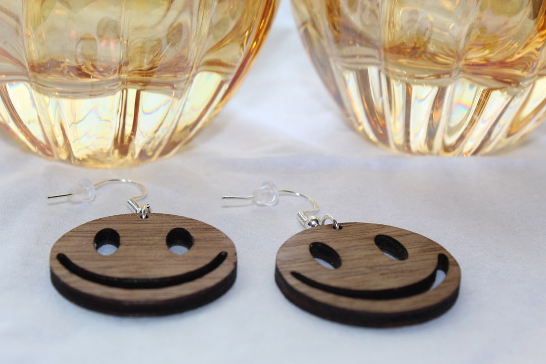 Smiley Face Wooden Earrings | Happy Face | Handmade Earrings | Walnut ...