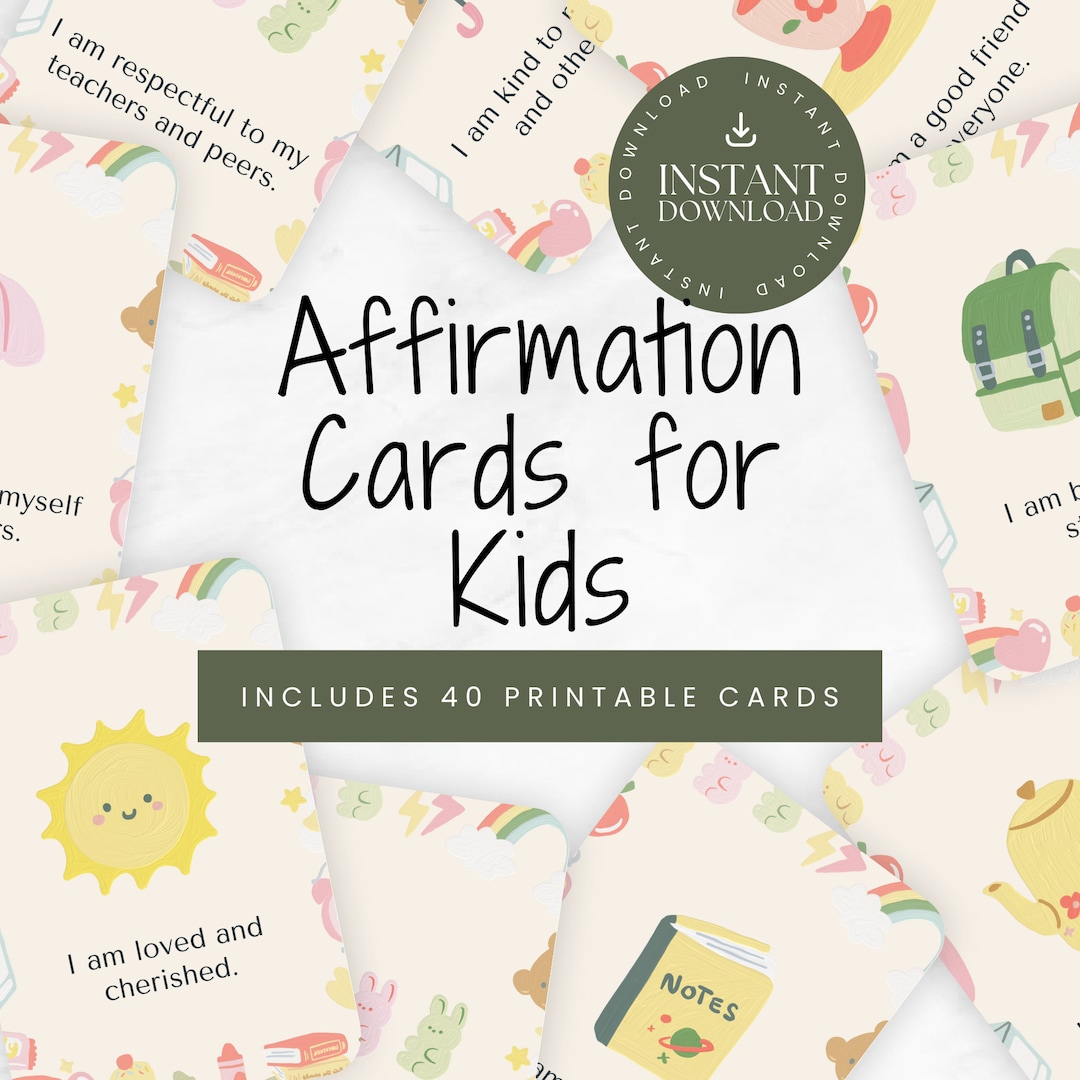 Positive Affirmation Cards for Kids Daily Motivation, Self-esteem Boost ...