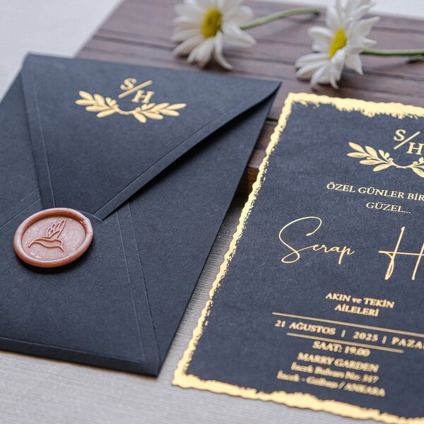 Gold Foil Invitation - Etsy
