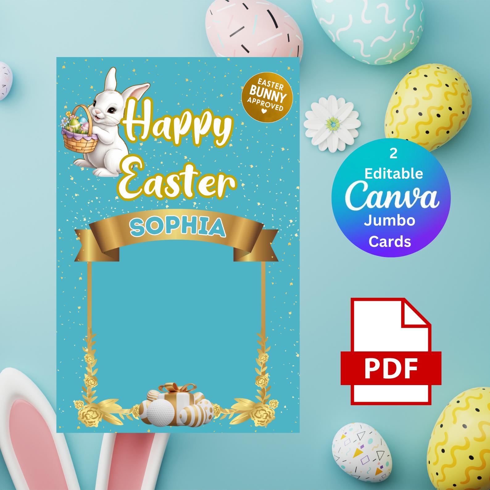 Editable Jumbo Easter Card Template - 11x17 & 11x14 Canva Designs - DIY ...