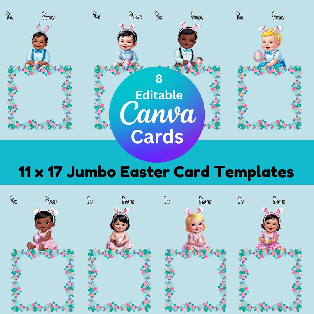 8 Editable Jumbo Easter Card Templates - 11x17 Canva Designs - DIY ...