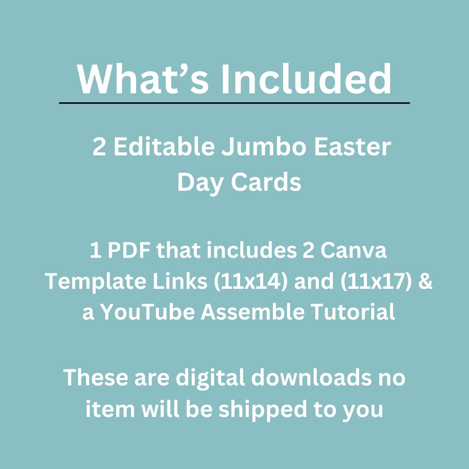 Editable Jumbo Easter Card Template - 11x17 & 11x14 Canva Designs - DIY ...