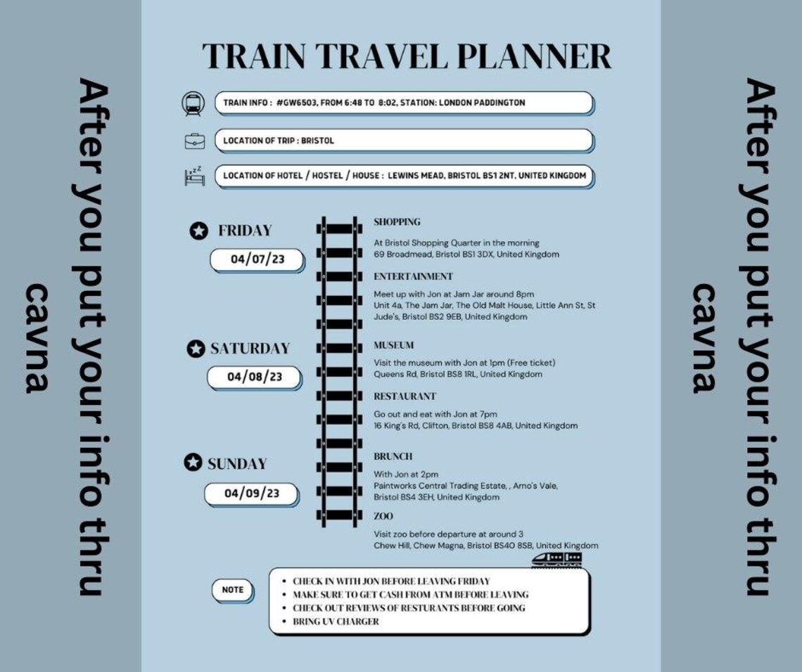 Editable Travel Planner Template Train Travel Planner - Etsy