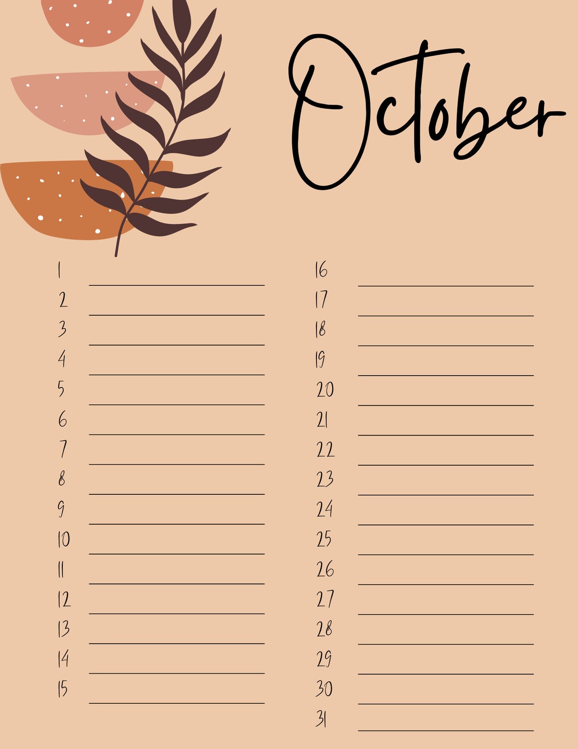 Boho Celebration Calendar, Digital Calendar, Vertical - Etsy