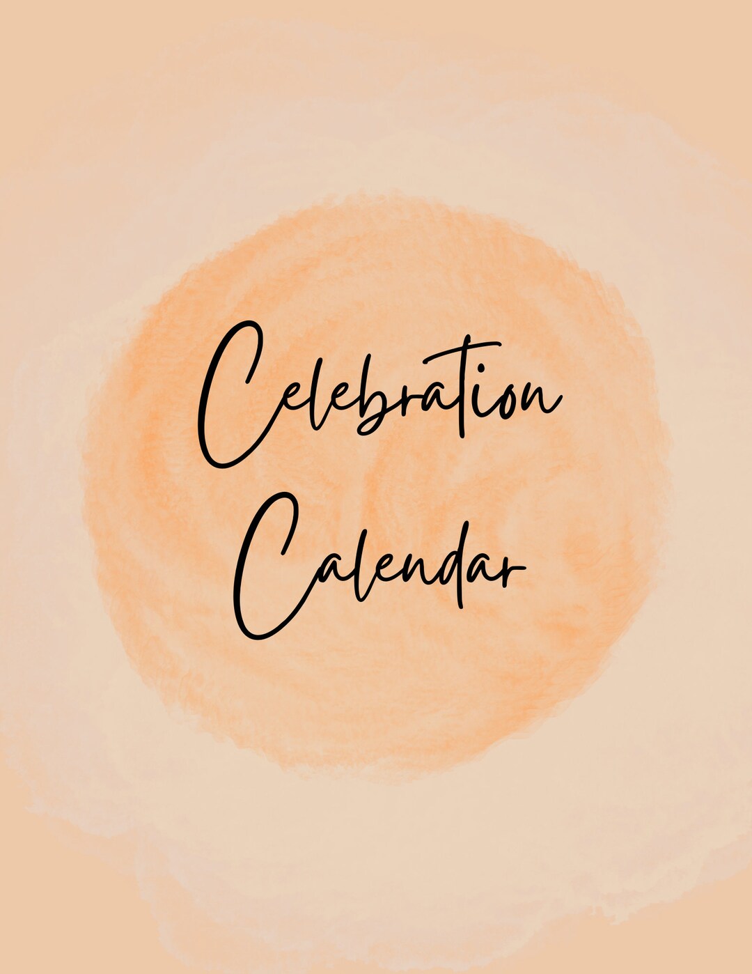 Boho Celebration Calendar, Digital Calendar, Vertical - Etsy