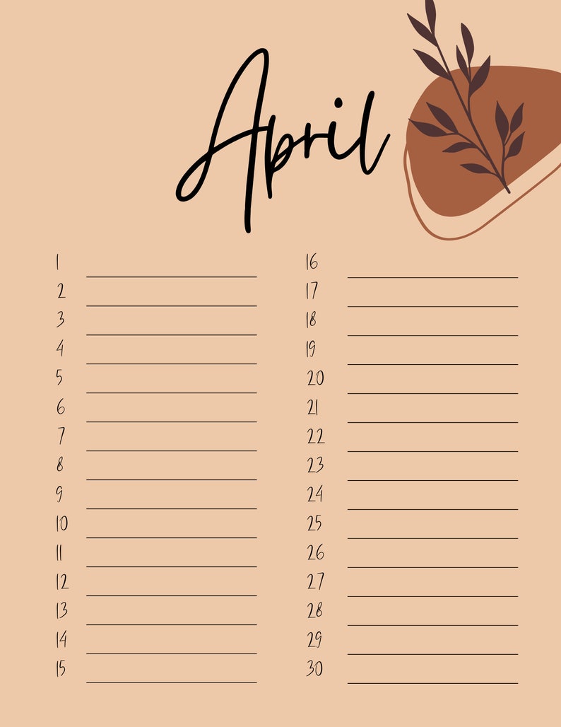 Boho Celebration Calendar, Digital Calendar, Vertical - Etsy