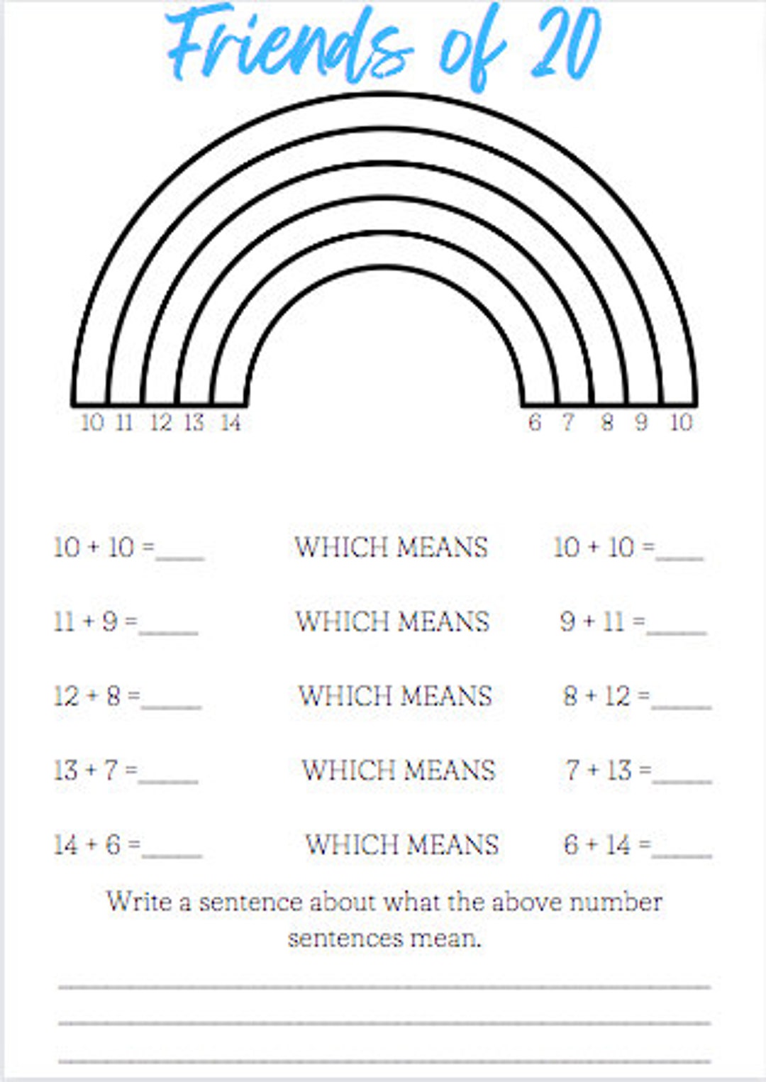 Friends of 20 Set of Worksheets - Etsy