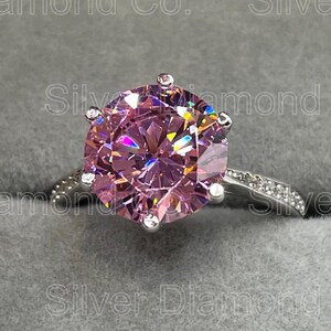 3ct Pink Round Accented Solitaire Engagement Ring Lab Created Pink ...