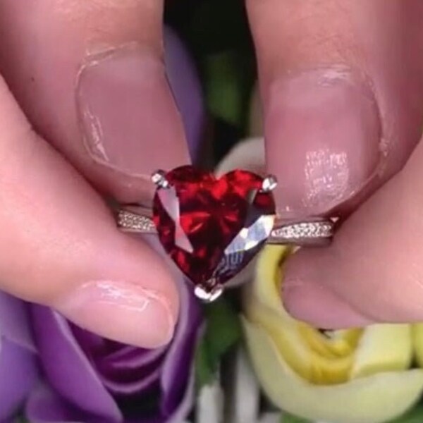 Ruby Heart Ring - Etsy
