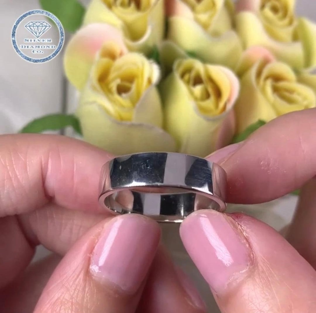 Men's Silver Wedding Band 6.3mm Wide Wedding Ring Sterling Silver Band ...